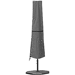 Aacabo Durable Market Umbrella Cover- Parasol Cover Fits Market Umbrella 9Feet to 12 Feet, Patio Umbrella Cover, Waterproof Outdoor Market Umbrella Cover-Grey…