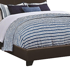 Benjara Leather Upholstered California King Size Platform Bed, Brown