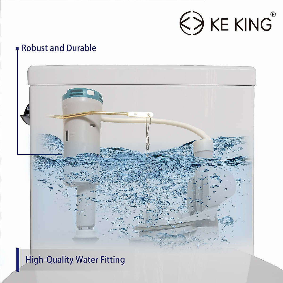 KE KING 1.28 Gpf Elongated One Piece Toilet, Powerful & Quiet Flush Modern Toilet(Side Flush) 12'' Rough-In Toilet & ADA Height