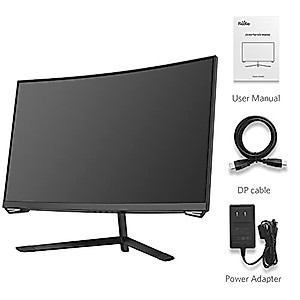 Fiodio 24'' 165Hz Refresh Rate Curved Monitor Full HD 1080P with HDMI Display Ports, VESA Compatible, Free-Tearing Eye Care Monitor for Home Office and Gaming (DP Cable Included)