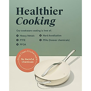 Caraway Nonstick Ceramic Sauté Pan with Lid (4.5 qt, 11.8") - Non Toxic, PTFE & PFOA Free - Oven Safe & Compatible with All Stovetops (Gas, Electric & Induction) - Navy