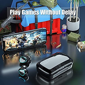 WERDEDE Wireless Earbuds Bluetooth 180 Hours Playtime Built-in Microphone LED Digital Shows Charging Bluetooth Headphones，IPX7 Waterproof Touch Control Stereo Cordless Earphones for iPhone/Android