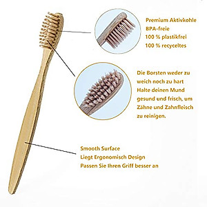 Sumshy 10 Color Soft Bristles Natural Bamboo Toothbrushes Set, Premium BPA Free for Best Clean, Eco-Friendly, Plastic-Free, Vegan, Biodegradable & Compostable Charcoal Wooden Toothbrush