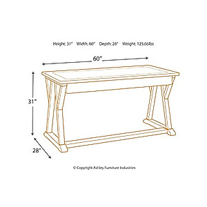 Signature Design by Ashley Jonileene Farmhouse Home Office Desk with Drawers, White & Gray
