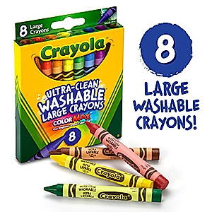 Crayola Ultra Clean Large Washable Crayons, School Supplies, 8 Count(Pack of 1)