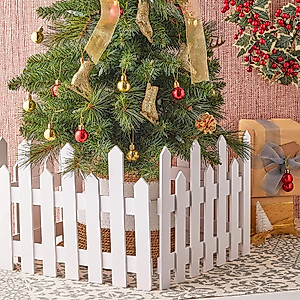 2-Piece Mini White Picket Fence for Christmas Tree or Garden Border (5 Feet Length x 1 Foot Height)