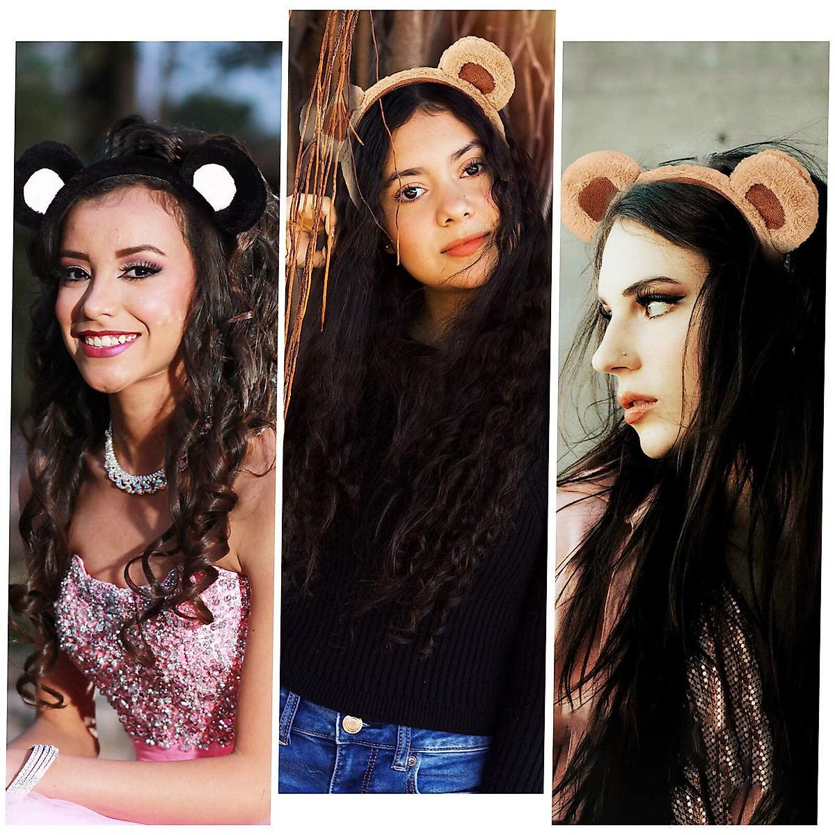 FRCOLOR Fluffy Headband 2 Pcs Bear Ears Headbands Cartoon Fluffy Bear Costume Headbands Animal Hairbands Halloween Christmas Cosplay Headdress Props for Party Creative Plush Headband