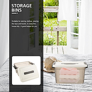 PRETYZOOM Storage Bins with Lids Tote Organizer Makeup Container Sundries Storage Bin Plastic Bins for Storage Clear Storage Case Stackable Tote Container Boxes PP Office Books Plastic Box
