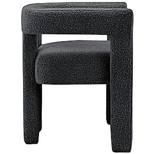 MAKLAINE Contemporary Designed Black Fabric Upholstered Accent/Dining Chair