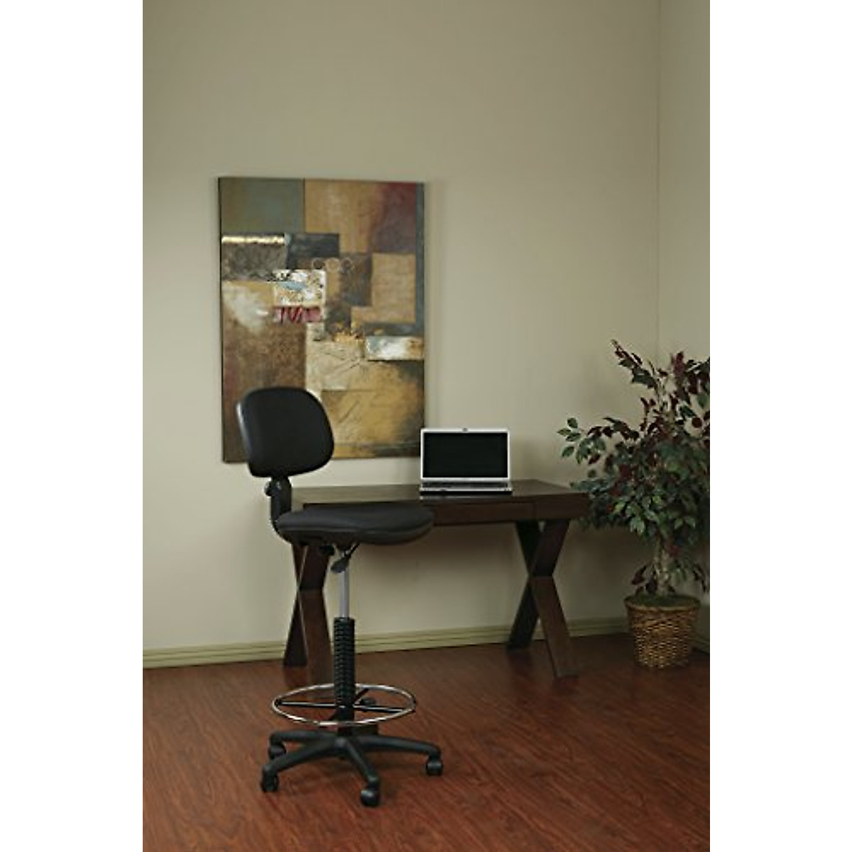 Office Star DC Series Adjustable Drafting Chair with Foot Ring and Sculptured Foam Seat, Icon Black Fabric