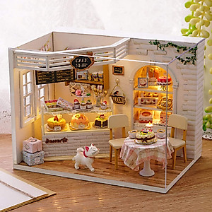 CUTEBEE Dollhouse Miniature with Furniture, DIY Dollhouse Kit Plus Dust Proof and Music Movement, 1:24 Scale Creative Room for Valentine's Day Gift Idea(Cake Diary)