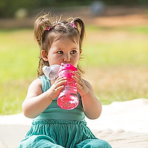 Nuby Thirsty Kids No Spill Sip-It Sport Tritan Travel Cup with Soft Silicone Spout and Hygiene Cover, 12 Oz, Pink Unicorn Print