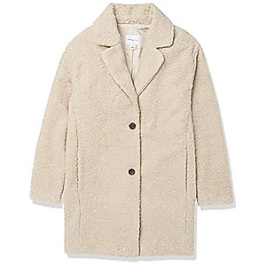 Amazon Essentials Women's Teddy Bear Fleece Oversized-Fit Lapel Jacket (Previously Daily Ritual), Sand, Medium