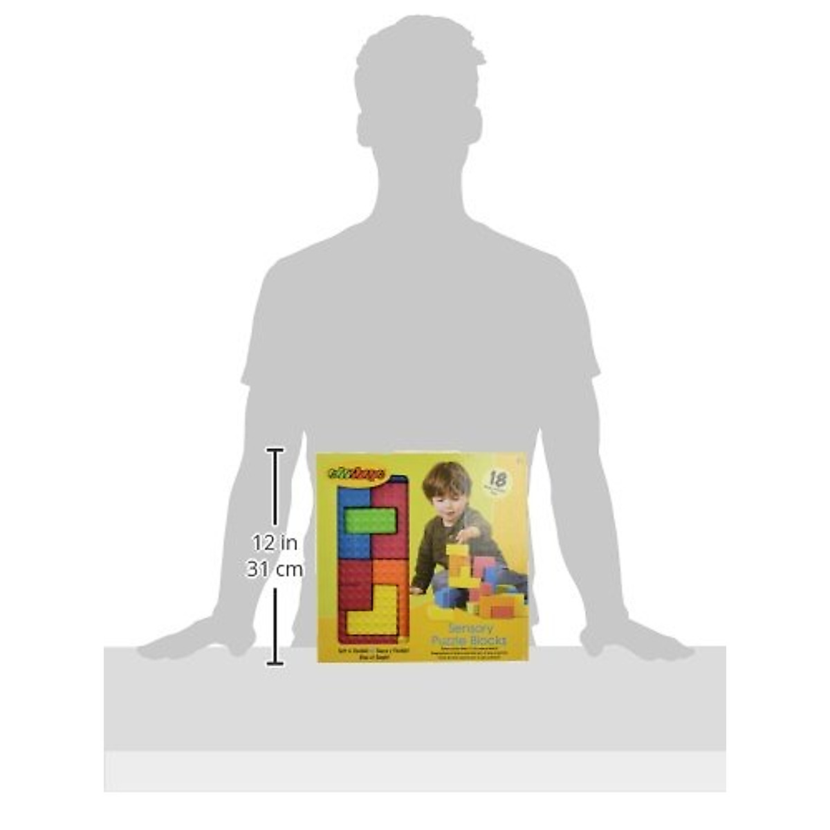 Edushape Easy Grip Soft Foam Sensory Puzzle Blocks, 18 Piece