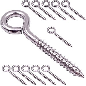 24 Pack, 3-1/5 Inch 304 Stainless Steel Eye Shape Screws Metal Hook, Heavy Duty Hanging Hooks Eyelet Screws Bolt for Yoga & Brazilian Hammocks, Swing Chair, M6 Screw (Style B)