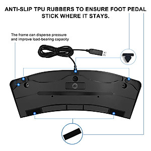PCsensor USB Foot Pedal PC 3 Key Foot Pedal Customized Foot Switch Programmable Computer Keyboard Mouse for Video Game Control Office Work Sheet Music Page Turner Action Control HID (Photoelectric)