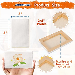 FIXSMITH Mini Stretched Canvas for Painting - 24 Pack 3 x 5 Inch, 2/5” Profile Small Canvases, 100% Cotton Primed Blank Canvas for Kids, Home Decor Project, Art Supplies for Acrylic Oil Painting