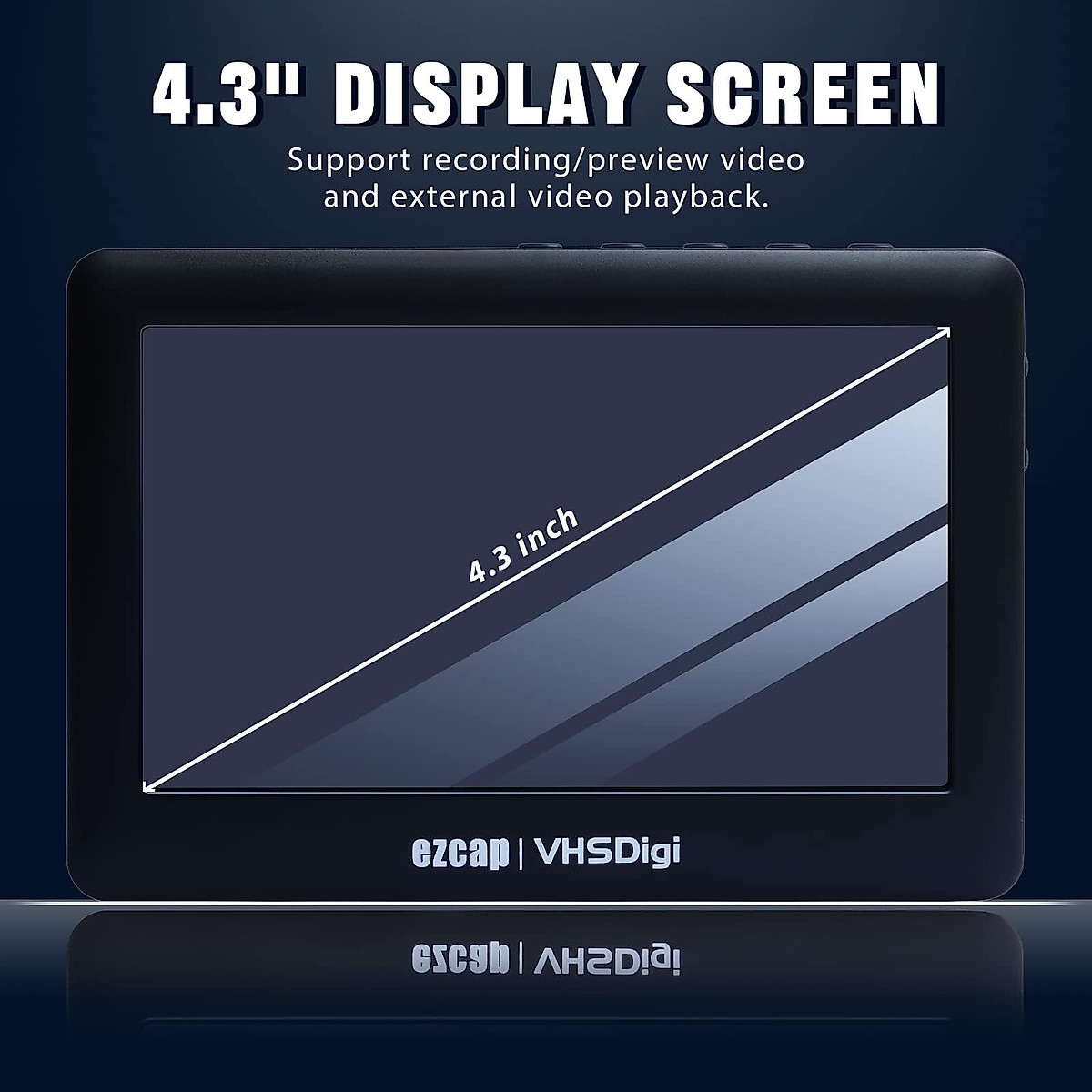 Mwin Video to Digital Converter, VHS to Digital Converter with 4.3" Screen, Capture Record Video from VCR/VHS/Hi8/DVD/Camcorder/RCA/Gaming Systems, No PC Required