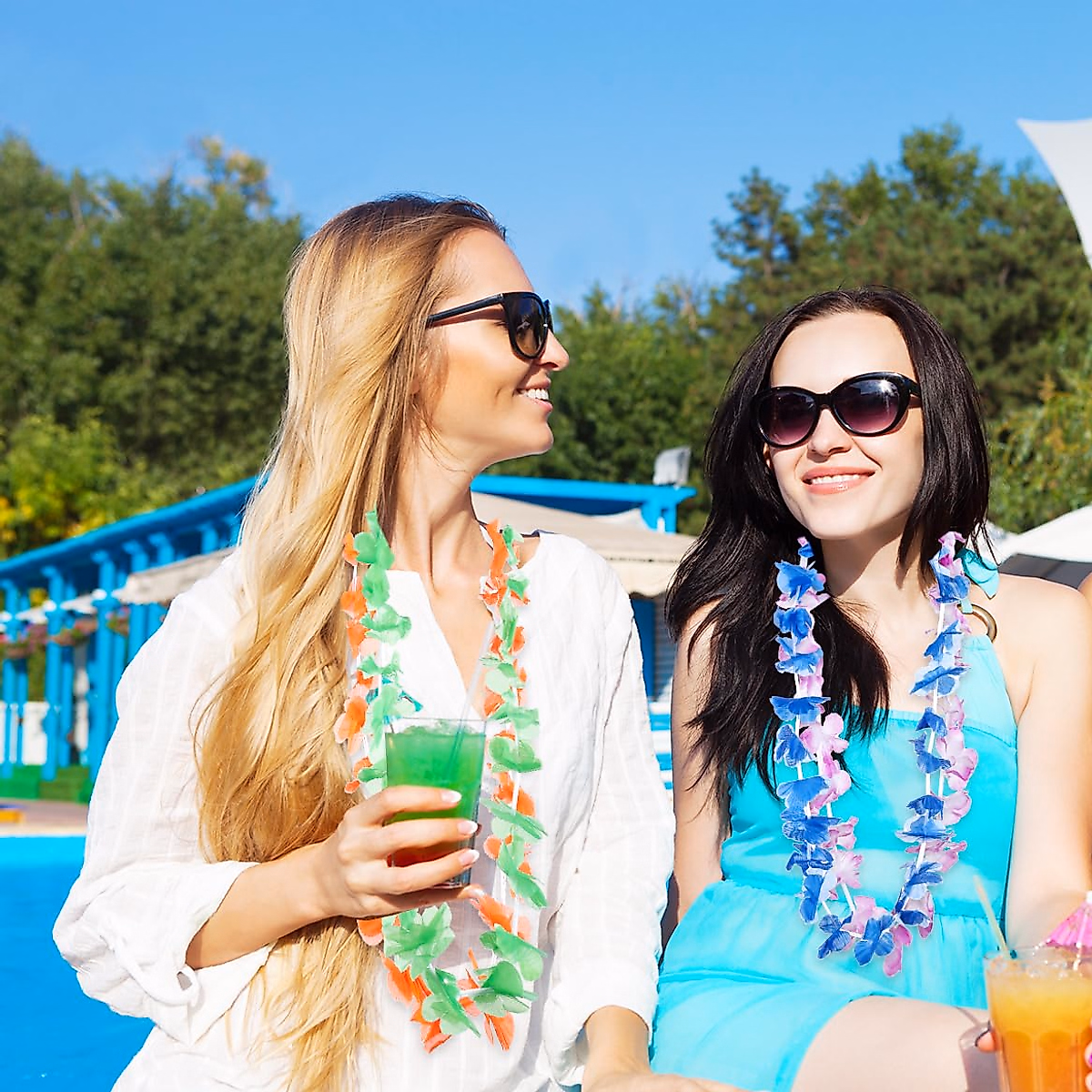 TSMJUWND Hawaiian Leis 50 Counts Hawaii Flower Leis for Adults and Kids Luau Party Decorations