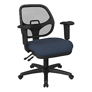 Office Star ProGrid Back Ergonomic Adjustable Office Task Chair with Built-in Lumbar Support and Padded Arms, Interlink Flint