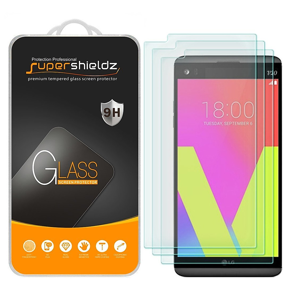 Supershieldz (3 Pack) Designed for LG V20 Tempered Glass Screen Protector, 0.33mm, Anti Scratch, Bubble Free