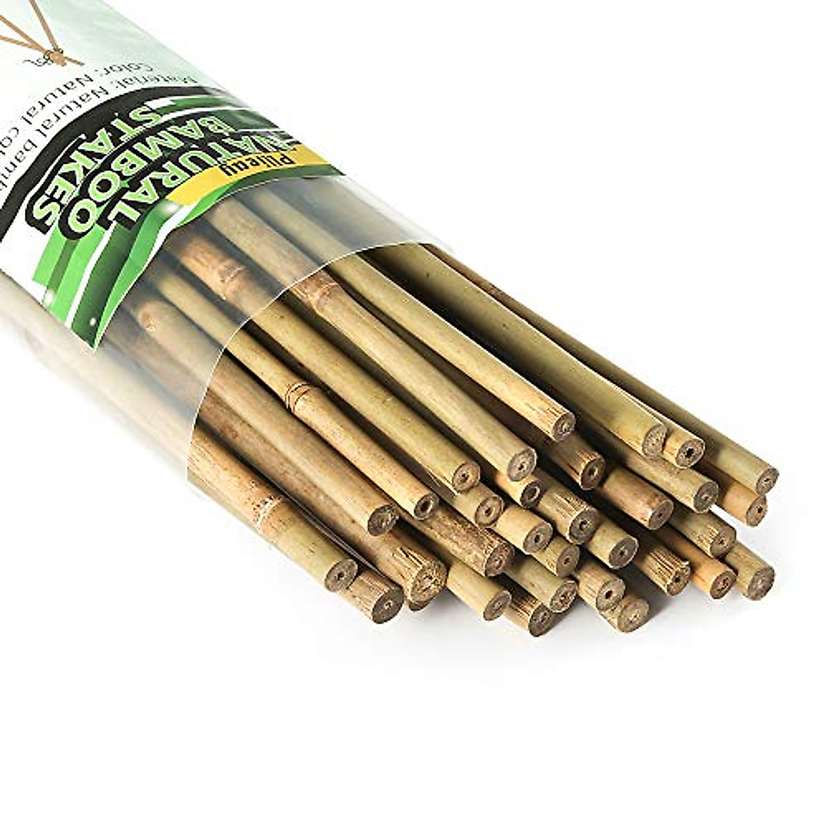 Pllieay 25 Pieces Bamboo Stakes Garden Stakes for Indoor and Outdoor Gardening Plant Supports, 2 Feet