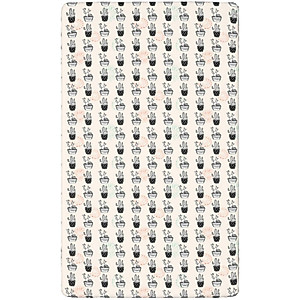 Succulent Themed Fitted Crib Sheet,Standard Crib Mattress Fitted Sheet Soft & Stretchy Fitted Crib Sheet-Great for Boy or Girl Room or Nursery,28“ x52“,Champagne Charcoal Grey Pale Seafoam Salmon