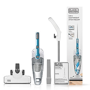 Black & Decker BDST1609 3-in-1 Corded Lightweight Handheld Cleaner & Stick Vacuum Cleaner, White with Aqua Blue