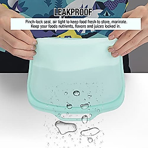 JIN ZHOU Silicone Storage Bag, Extra large Silicone Storage Container Dishwasher Microwaveable Safe Extra Thick Air tight Silicone Bag for Sandwich, Snack, Travel Items White