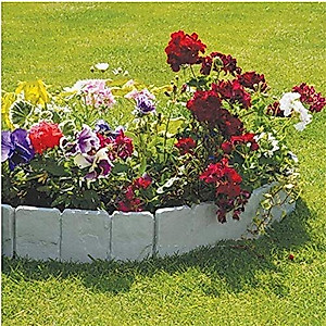 RZMY 40Pcs Garden Edging Border,DIY Stone Effect Plastic Palisade Fence Gray Decorative Flower Bed Interlocking Outdoor Lawn Border(32.8')