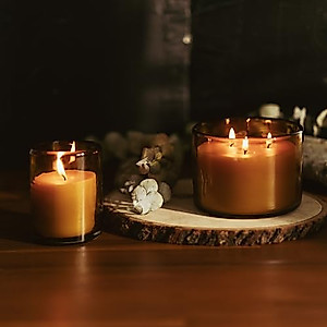 Cedarwood, Nutmeg & Lavender Essential Oil & Pure Beeswax Candle in Blown Glass Jar. Bluecorn Beeswax Botanica. 8 oz.