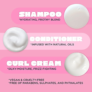 Cake Beauty Curl Friend Curl Defining Shampoo, Conditioner & Cream Set - Avocado & Argan Oil Curly Hair Products - Anti-Frizz, Cruelty Free & Vegan Gift Set