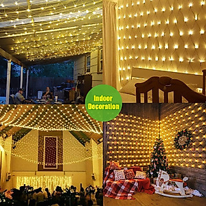 gresonic Net Mesh Lights,320 LEDs 8.2ft x 5.9ft Waterproof String Lights for Christmas Trees,Bushes,Holiday,Party,Outdoor Garden,Wedding Decorations(Warm White)