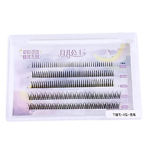 LASGOOS DIY Eyelash Extensions Natural 3D Individual Lash 40pcs 5mm Single Bottom/Lower Lash + 80pcs 10/11mm A Shape+ 80pcs Fish Tail Volume Lashes Mixed, Home Grafted C curl Lashes Pack