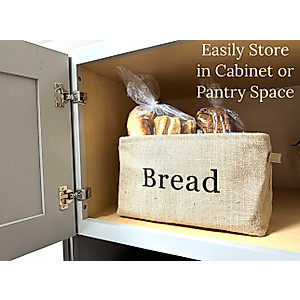KINTNER DESIGNS Bread Storage Bin- Burlap basket for keeping Bread, Rolls and other items for Kitchen Counter or Pantry