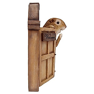 Design Toscano QM2673800 Garden Greetings Squirrel Welcome Tree House Door Sculpture,Full Color