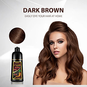 Instant Dark Brown Hair Color Shampoo, 3-in-1 Dye for Men & Women, 100% Gray Coverage, 16.9 Fl Oz (Dark Brown)