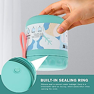 Cabilock Sealed Soup Cup with Spoon Portable Leakproof Food Jar Lunch Container Vacuum Soup Flask for Kid Adult School Office Outdoor Travel (Green)