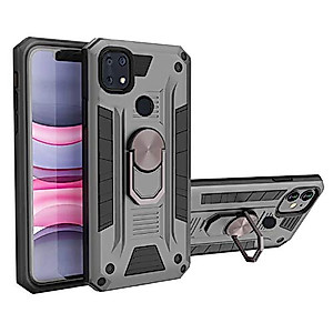Tznzxm Case for ZTE ZMax 10 / Z6250 Ring Case, Military Grade [Impact Resistant][Defender][Metal Ring Grip][Magnetic Car Mount] Kickstand Protective Shockproof Case for Consumer Cellular ZMax 10 Grey