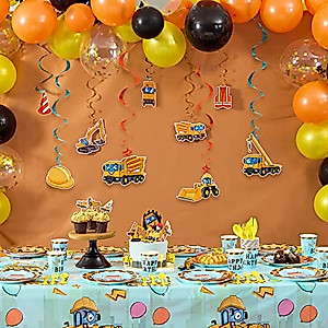 Construction Hanging Swirls - 24 PCS Construction Party Decorations for Boys Birthday Party Supplies Dump Truck Hanging Decor Ceiling Streamers
