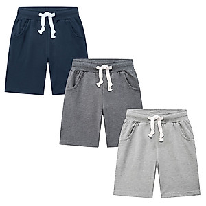 HZXVic Toddler Baby Boys Shorts, Summer Cotton Shorts for Kids Girls, 3 Pack Childrens Jogger Pants（Light Dark gray-3T）