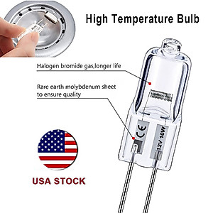 G4 Bulb, 10 Pack Halogen G4 12V 10W with G4 Bi-pin Base, High Output G4 Light Bulb 12V 150LM 3000Hrs Long Lifetime, G4 Dimmable, CRI100 & 2800K Warm White, G4 Halogen Bulb 10W for Cabinet Light Bulbs