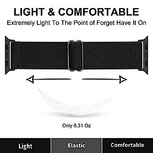 OXWALLEN XL Stretchy Elastic Adjustable Bands Compatible with Apple Watch 8/7 Ultra 49mm 45mm 42mm 44mm, Nylon Solo Loop Braided Stretches Sport Women Men Strap for iWatch SE Series 8/7/6/5/4/3,Black