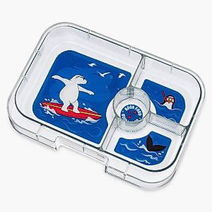 Yumbox Leakproof Bento Box Panino: 4-Compartment Kids & Adults Bento; Perfect for Sandwich Packed Lunch; Compact 8.5x6x1.8; Healthy Portions (Surf Blue with Polar Bear Removable Tray)