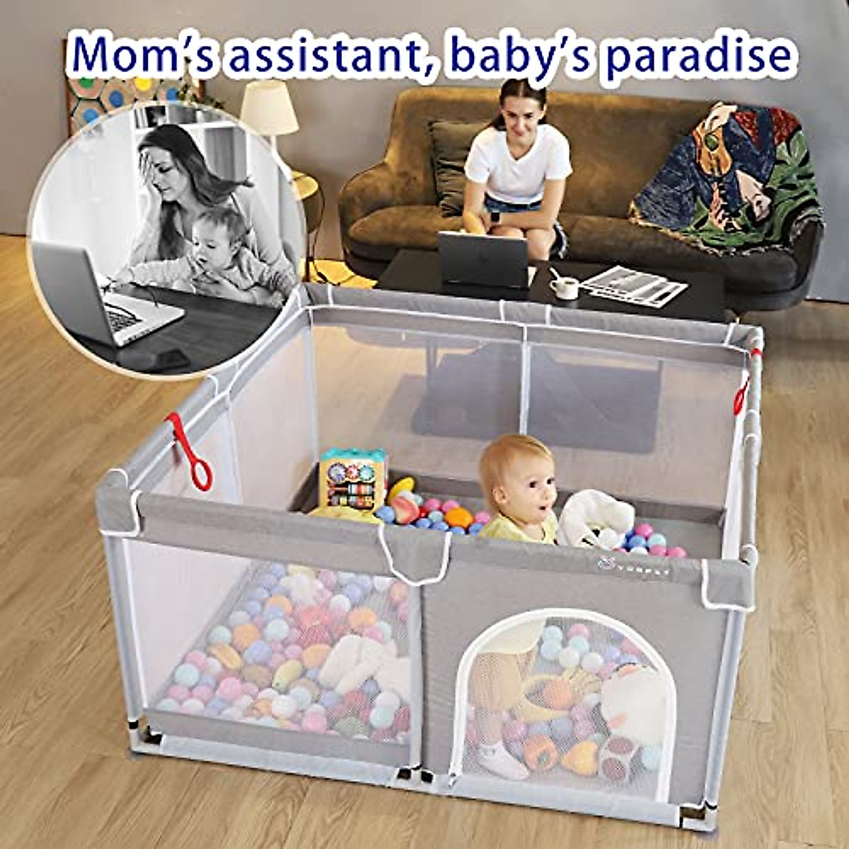 YOBEST Baby Playpen, Small Infant Playard with Gates, Sturdy Safety Playpen with Soft Breathable Mesh, Indoor & Outdoor Toddler Play Pen Activity Center for Babies, Kids, Toddlers