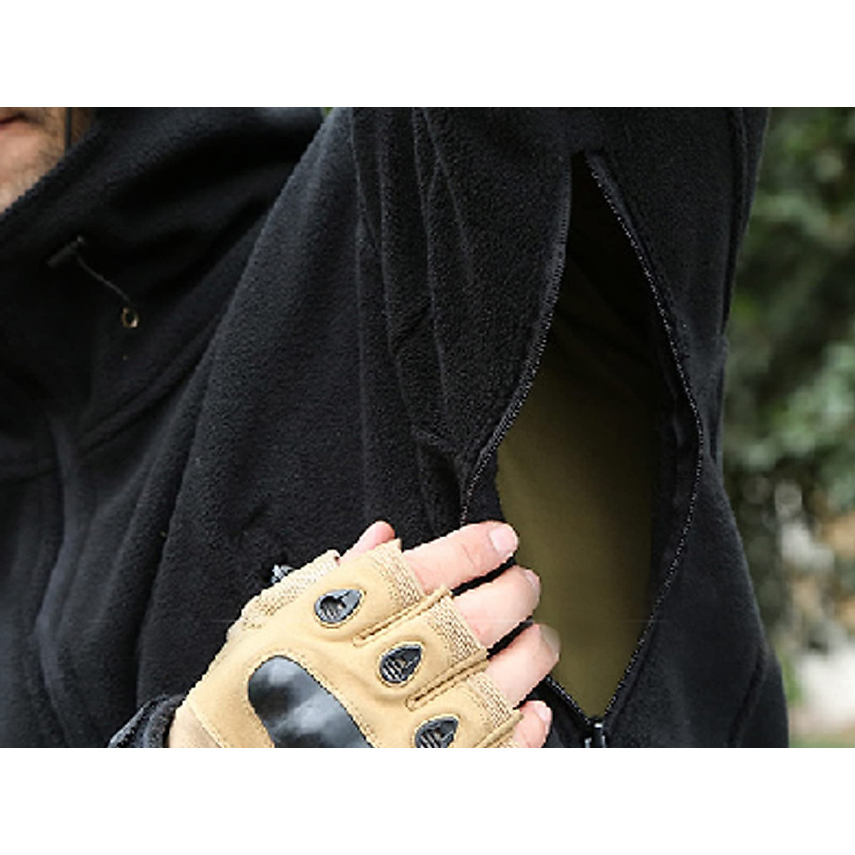 sandbank Men's Tactical Fleece Jacket Warm Winter Sport Outdoor Hooded Combat Military Jacket Coat(US M,Black)