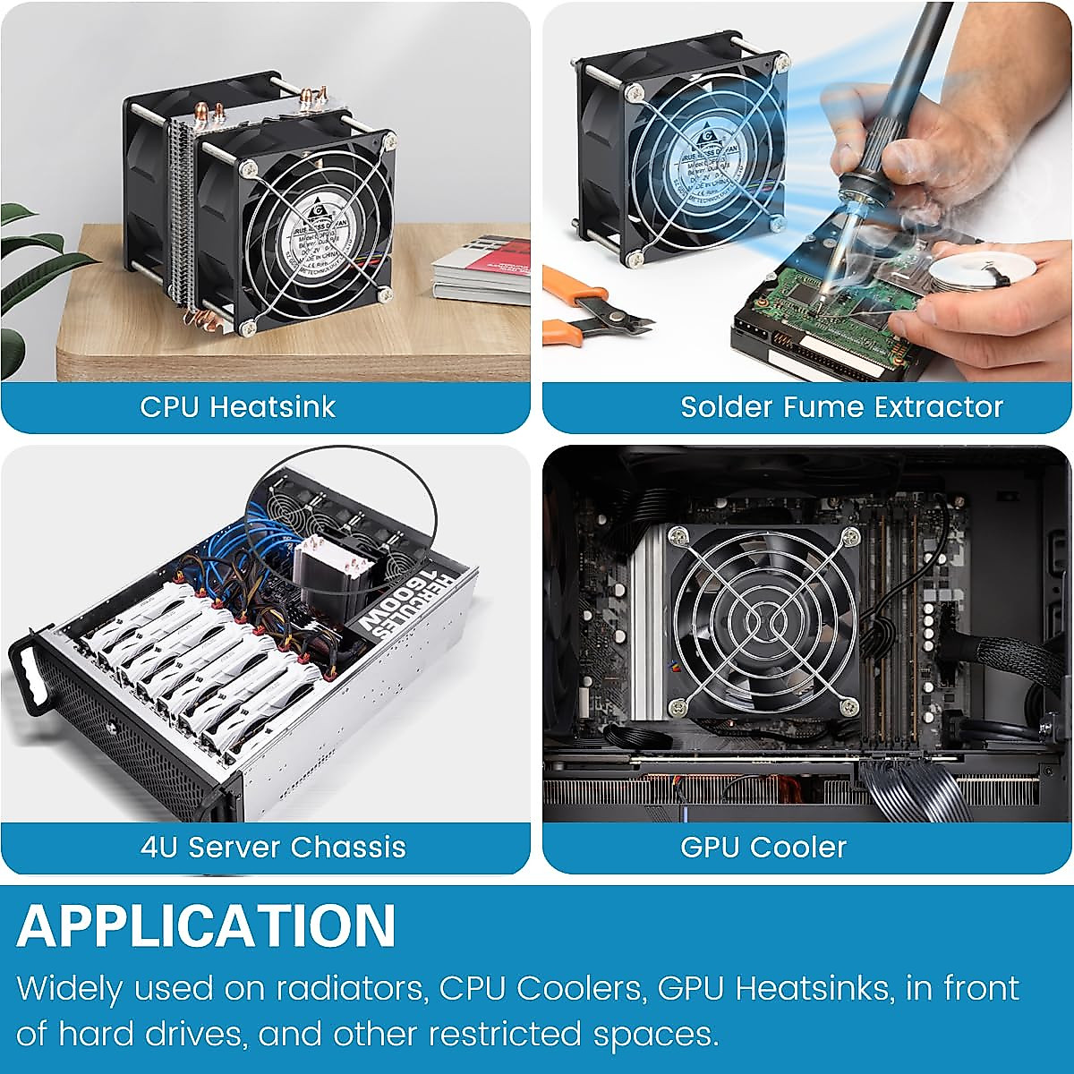 GDSTIME 80mm x 38mm 8038 PWM High Speed Dual Ball Bearing DC 12V 80mm Cooling Fan