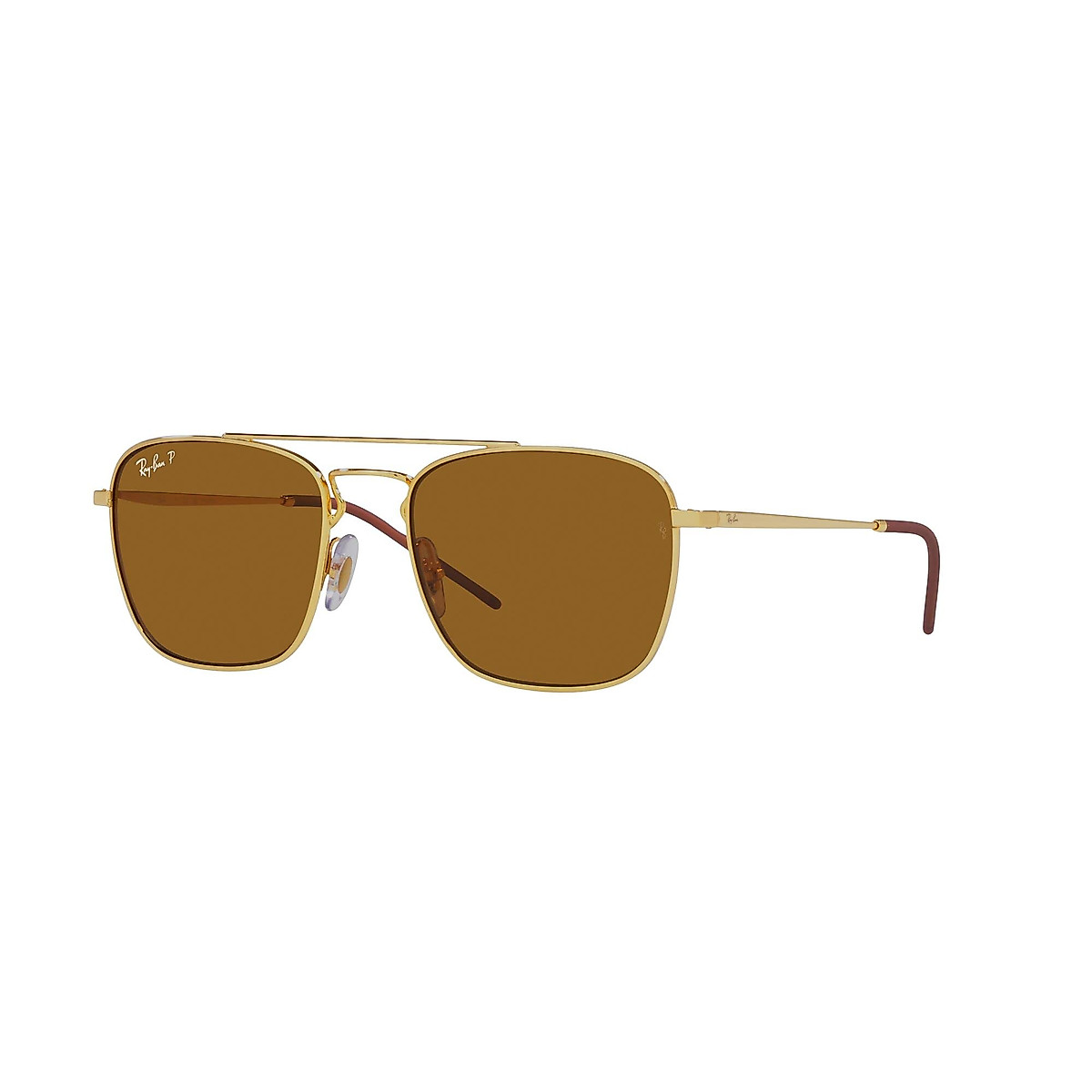 Ray-Ban RB3588 Square Sunglasses, Gold/Dark Brown Polarized, 55 mm