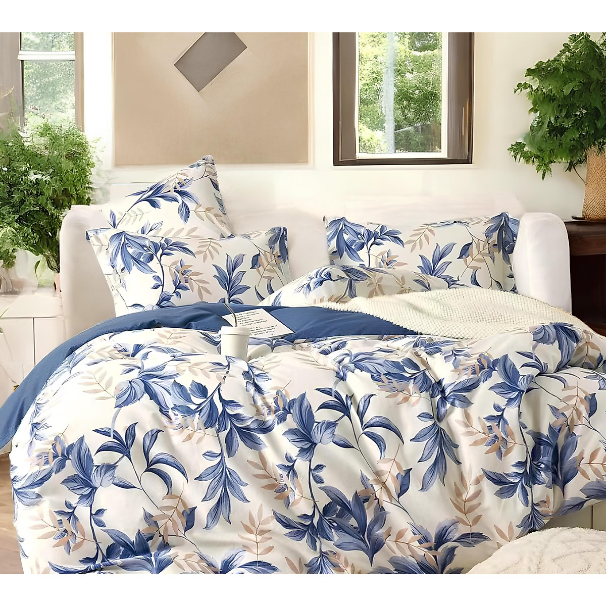 Essina Duvet Cover Set – 3 Pcs Queen Duvet Cover Set – Queen Duvet Cover and 2 Pillow Shams – 620 Thread Count – Soft Cotton Duvet Cover Queen Size – Luxurious Cotton Comforter Cover – Watercolor