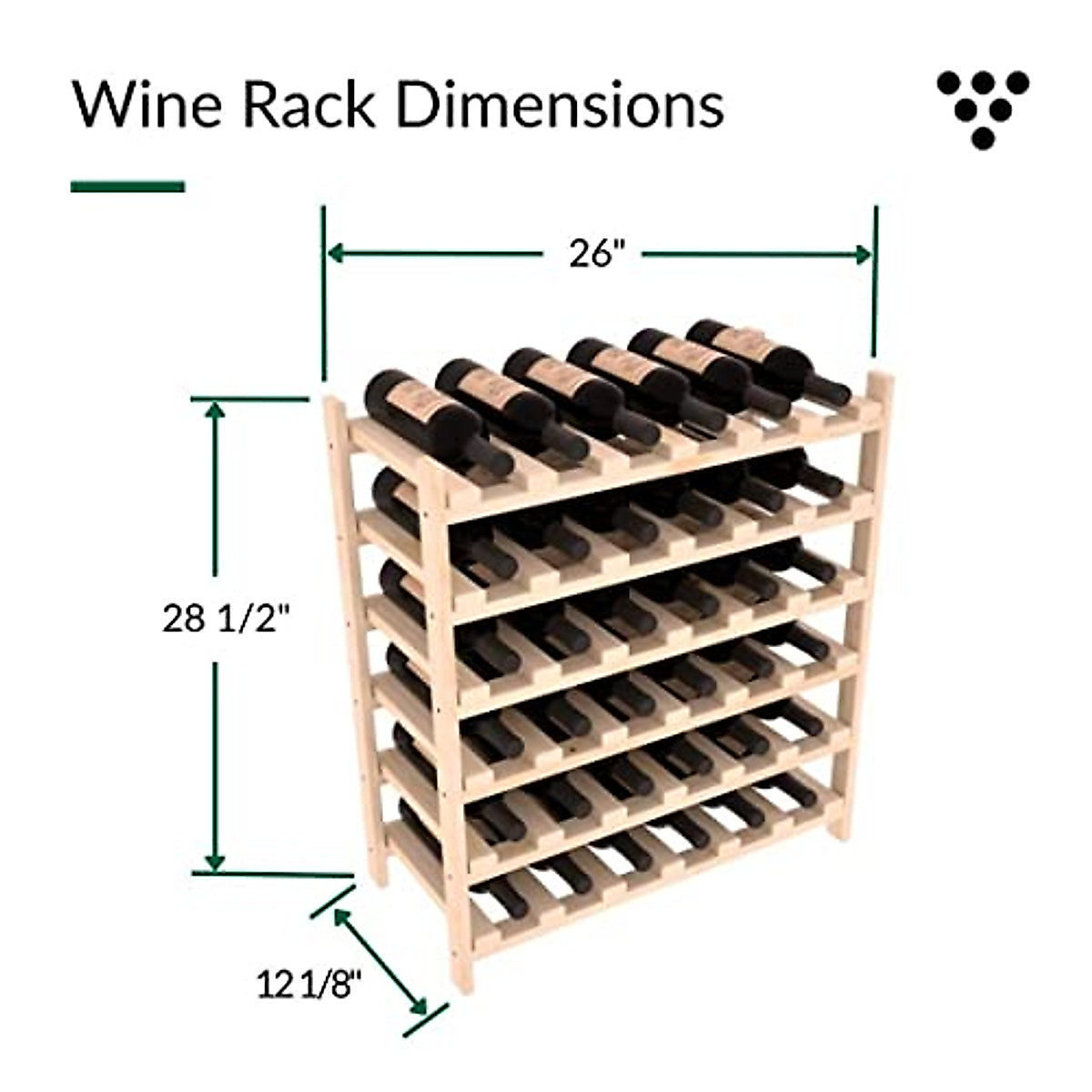 Wine Racks America Living Series Stackable Wine Rack - Durable and Modular Wine Storage System, Pine Unstained - Holds 36 Bottles